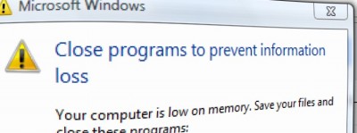 Fix Low Memory warnings in Windows Vista, XP and Windows 7